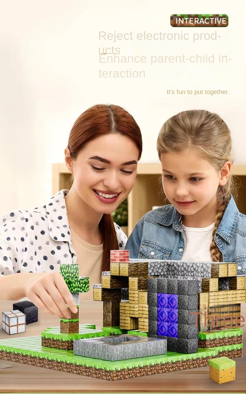 150pcs Minecraft DIY Magnet Toy Mine Assembling Magnetic Cube Building ...