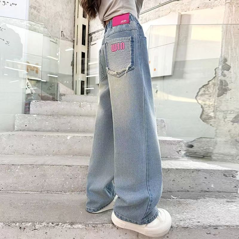 Lemon-tree girls' new jeans students Joker leisure spring embroidered ...