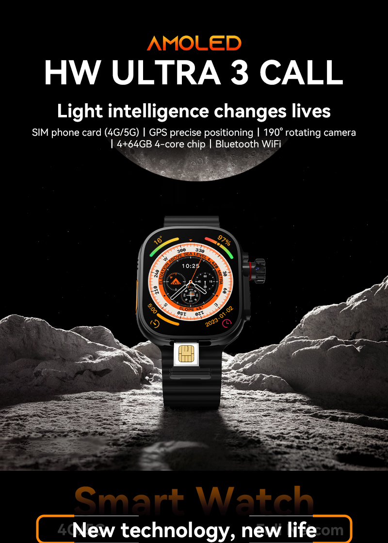 New 2025 Ultra 3 Call 4G/5G Full Network Call Smart Watch Sim Card ...