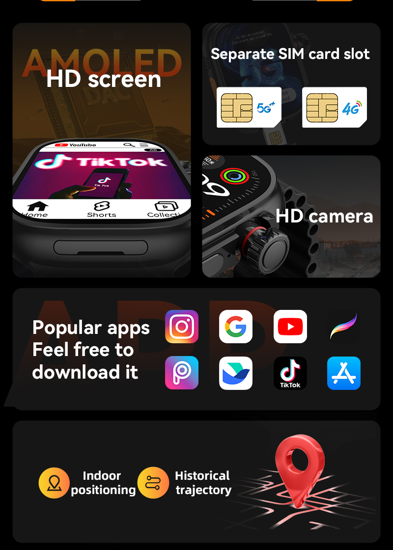 New 2025 Ultra 3 Call 4G/5G Full Network Call Smart Watch Sim Card ...