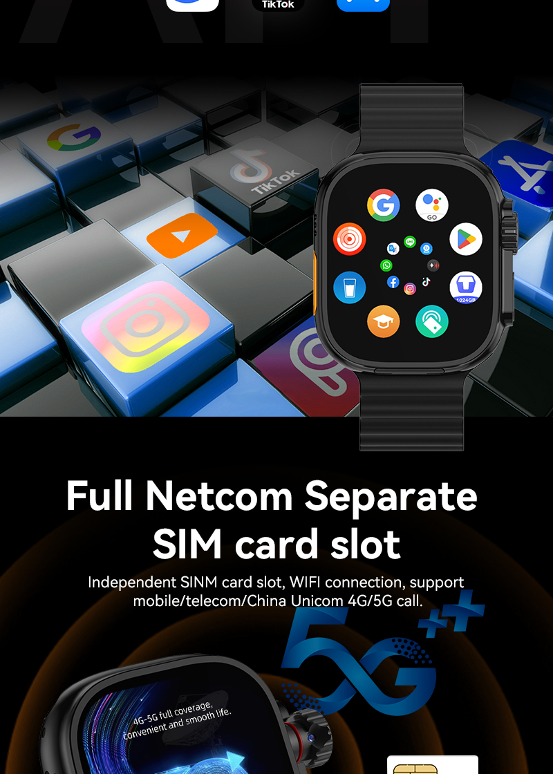 New 2025 Ultra 3 Call 4G/5G Full Network Call Smart Watch Sim Card ...