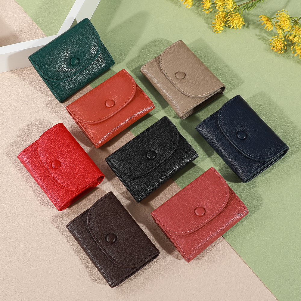 Womens Wallet Short Purse PU Leather with Card Holder Zipper Coins ...