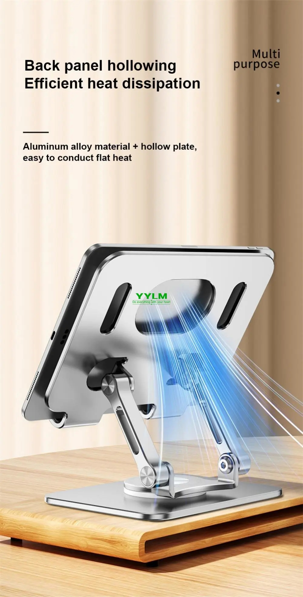 MIONE Carbon Steel 360° Rotatable Tablet Holder Mobile Stand Foldable ...
