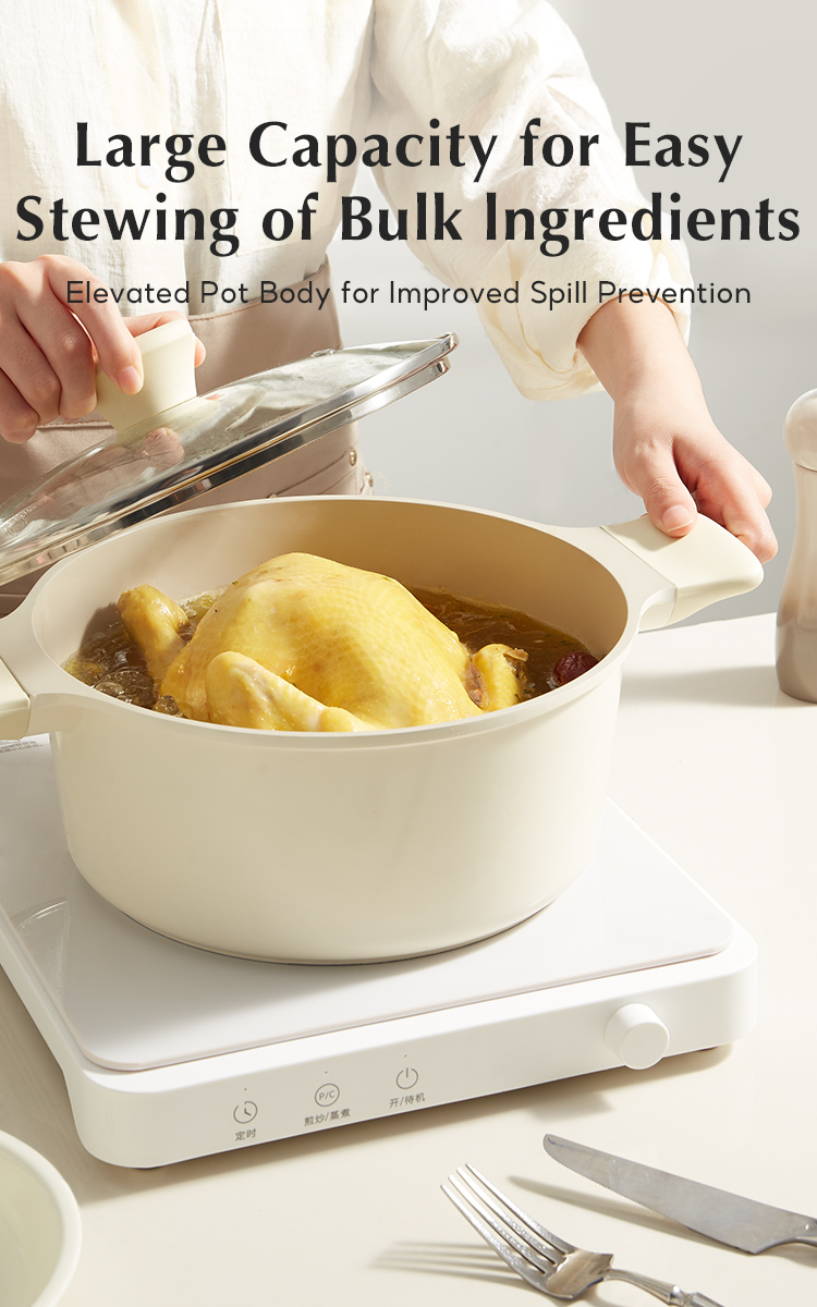 Redchef Nonstick Ceramic Rock Casserole Soup Pot Die-Cast Cooware with ...