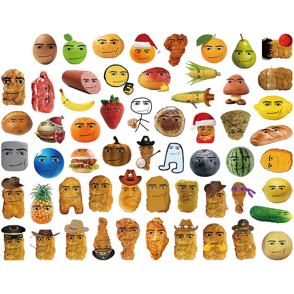 [Large Sticker]58PCS Funny Chicken Nugget Meme Stickers Robloxs Face ...