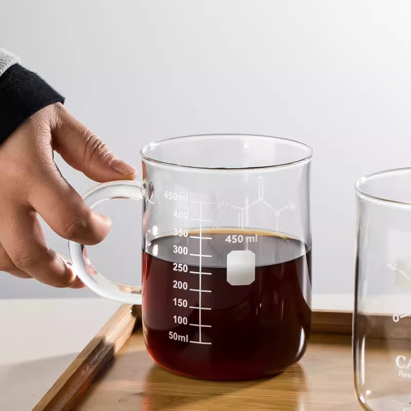 Glass Measuring Mug Borosilicate Glass Beaker With Handle Graduated ...