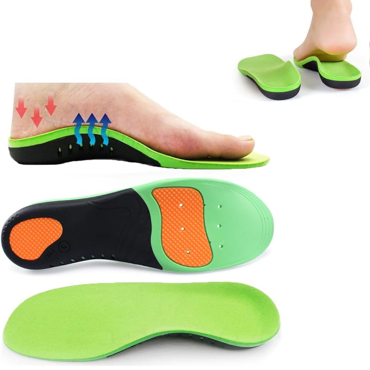 1 pair of flat foot correction insoles for male and female correction ...