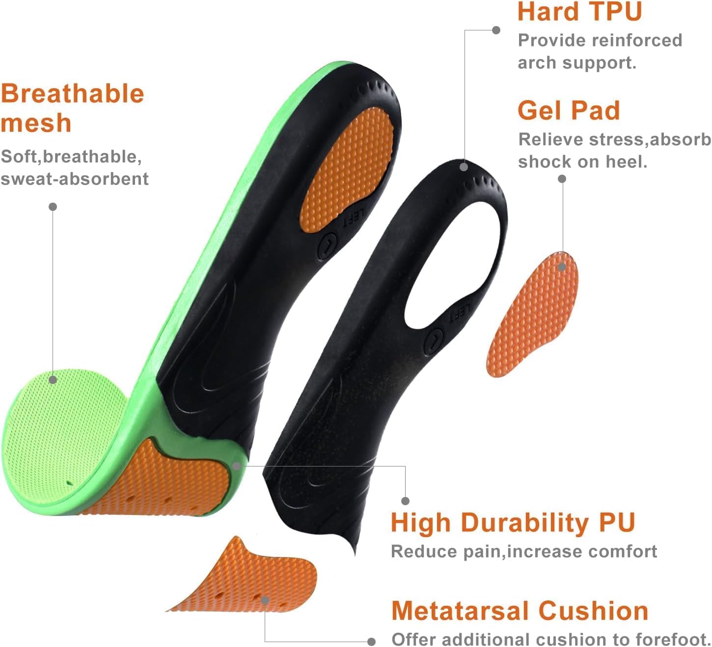 1 pair of flat foot correction insoles for male and female correction ...