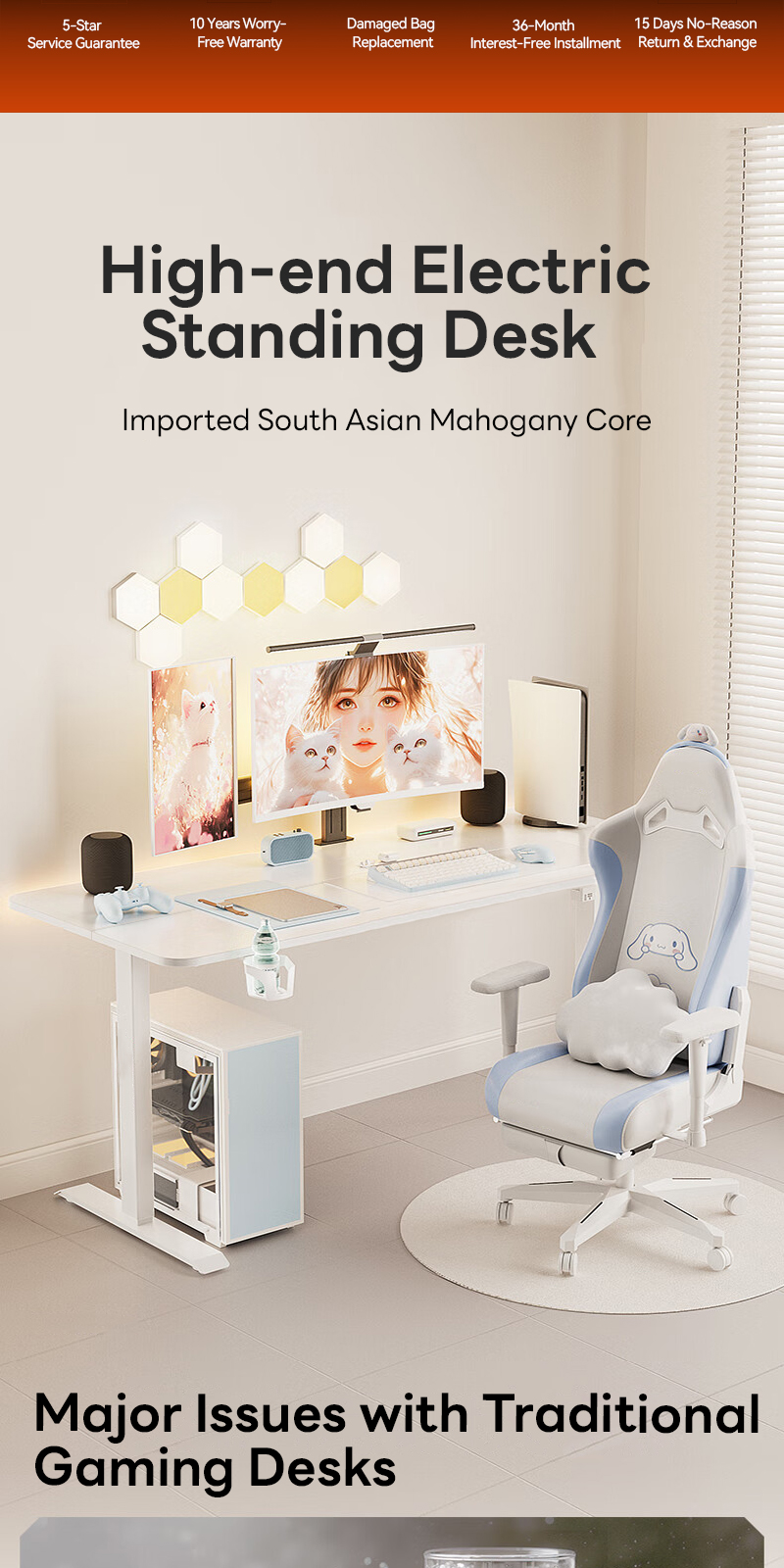 YISONG Electric Study Table Computer Gaming Table Standing Desk Height ...