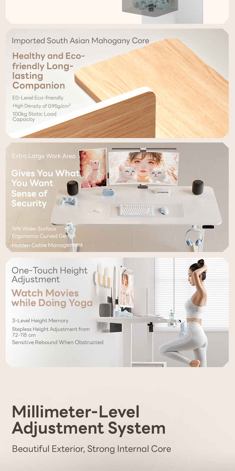 YISONG Electric Study Table Computer Gaming Table Standing Desk Height ...