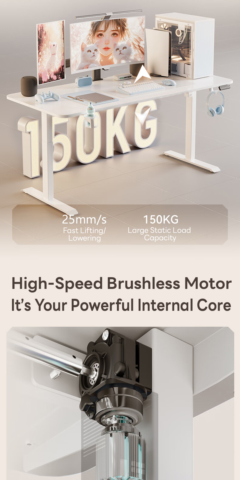 YISONG Electric Study Table Computer Gaming Table Standing Desk Height ...