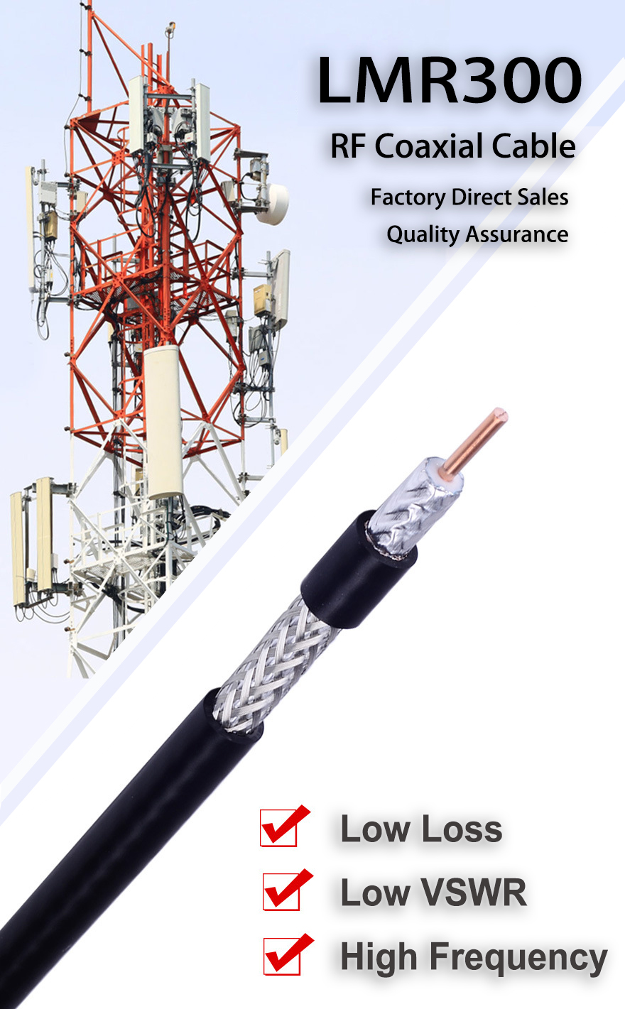 LMR300 Coax Cable 10m N Male to SMA Male Connector Ultra Low Loss RF ...