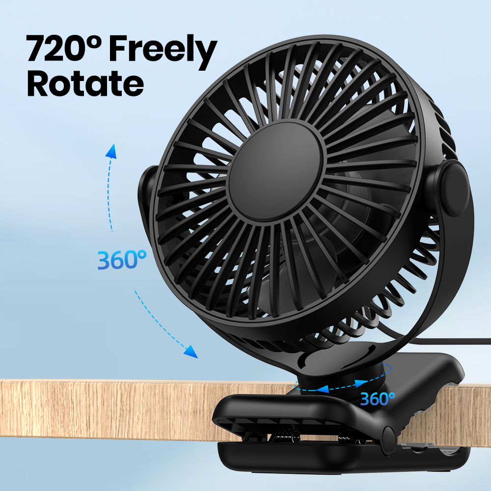 TOPK Small USB Desk Fan 3 Speeds Rotation Ultra-Quiet for Home Office ...