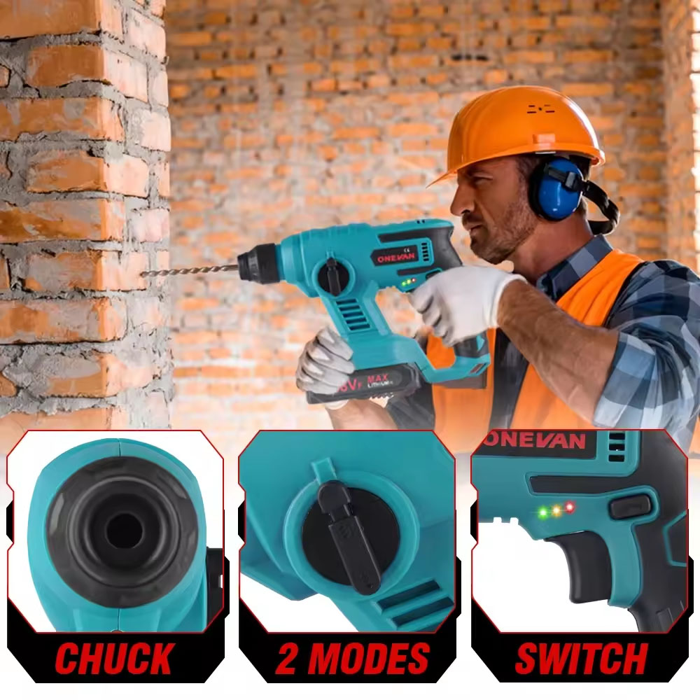 Drilling machine 1000W Electric Rotary Hammer rechargeable brushless ...