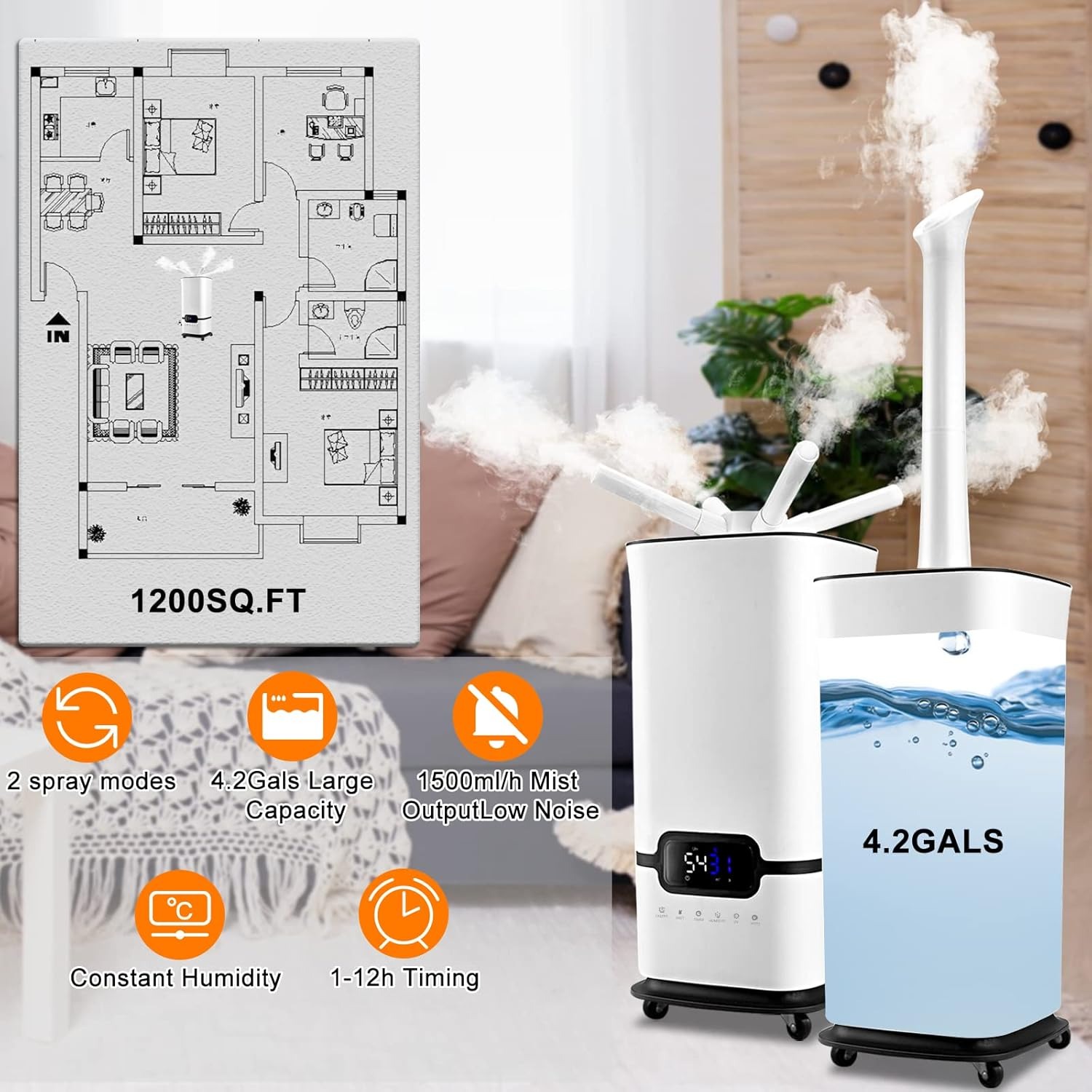 220V 16L Industrial Humidifier: Air Purifier, Commercial and Home Use ...