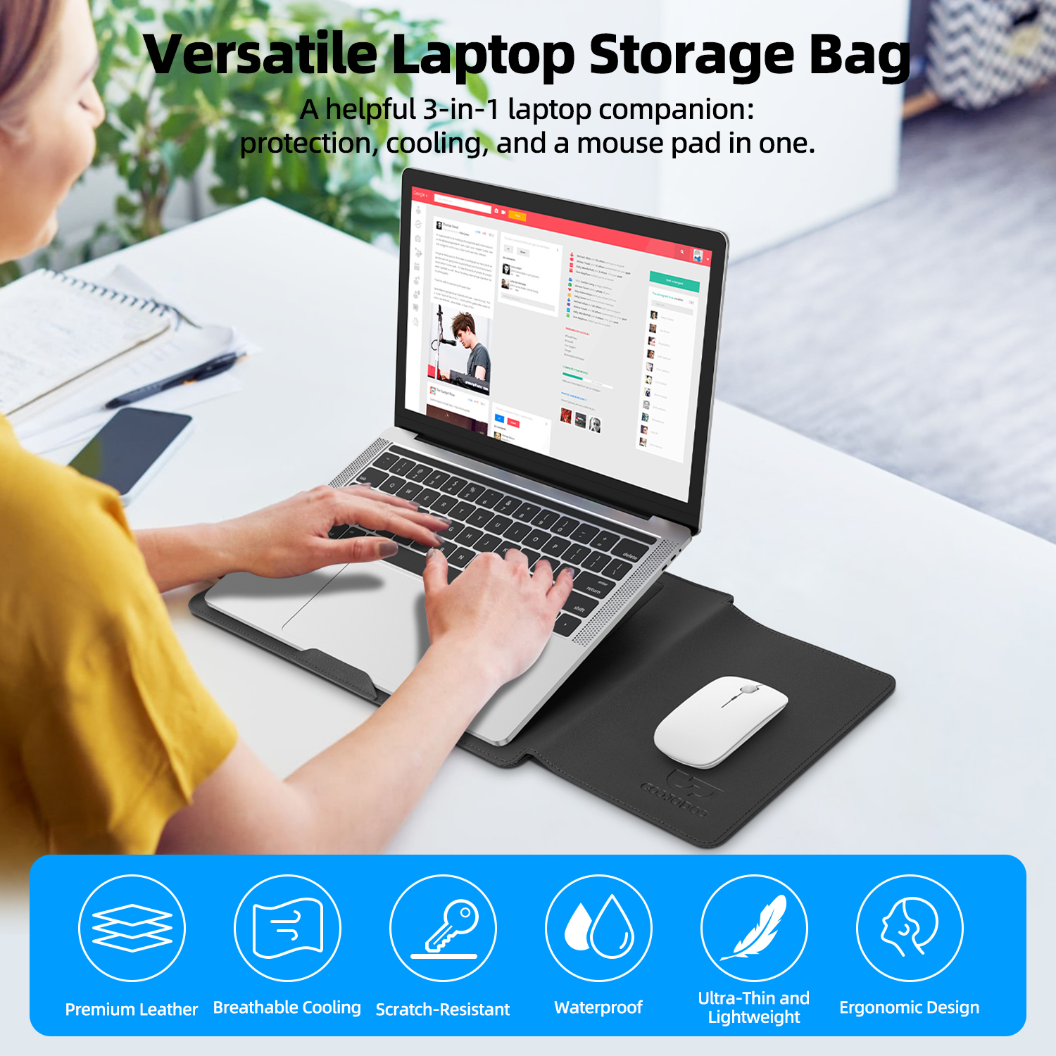GOOJODOQ Multipurpose Laptop Bag 13.3/14/15/16 inch For Macbook Dell ...
