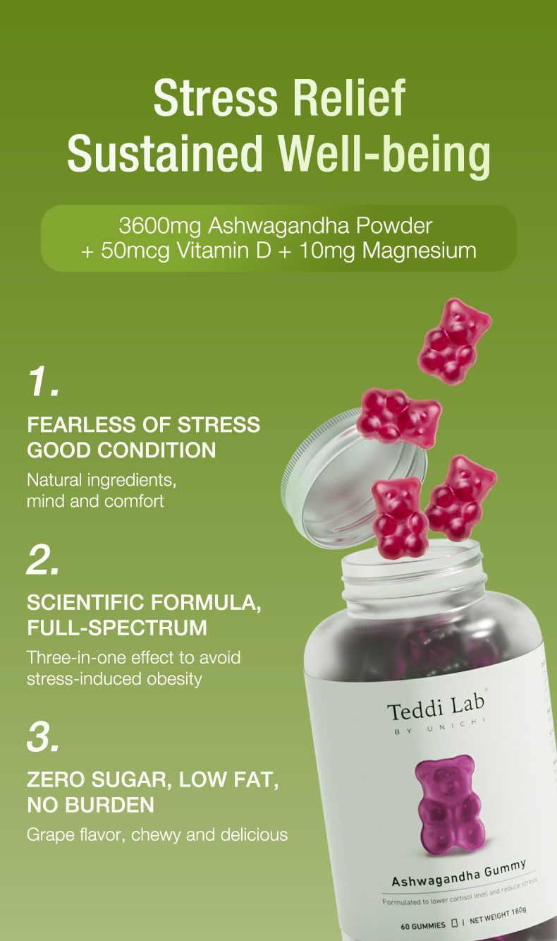 【Unichi】Nutrition Ashwagandha Teddi Lab Gummy（60 gummies）Improve Sleep ...