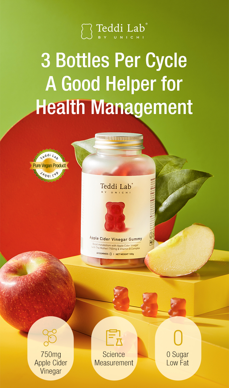 【Official】Unichi Apple Cider Vinegar Teddi Lab Gummy (60 Gummies) Apple ...