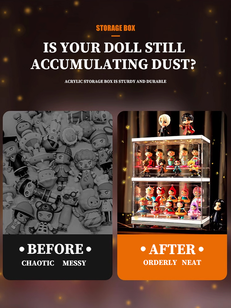 (Buy 3 Get 1 Free)LED Popmart Display Box For Labubu Molly Figurine ...