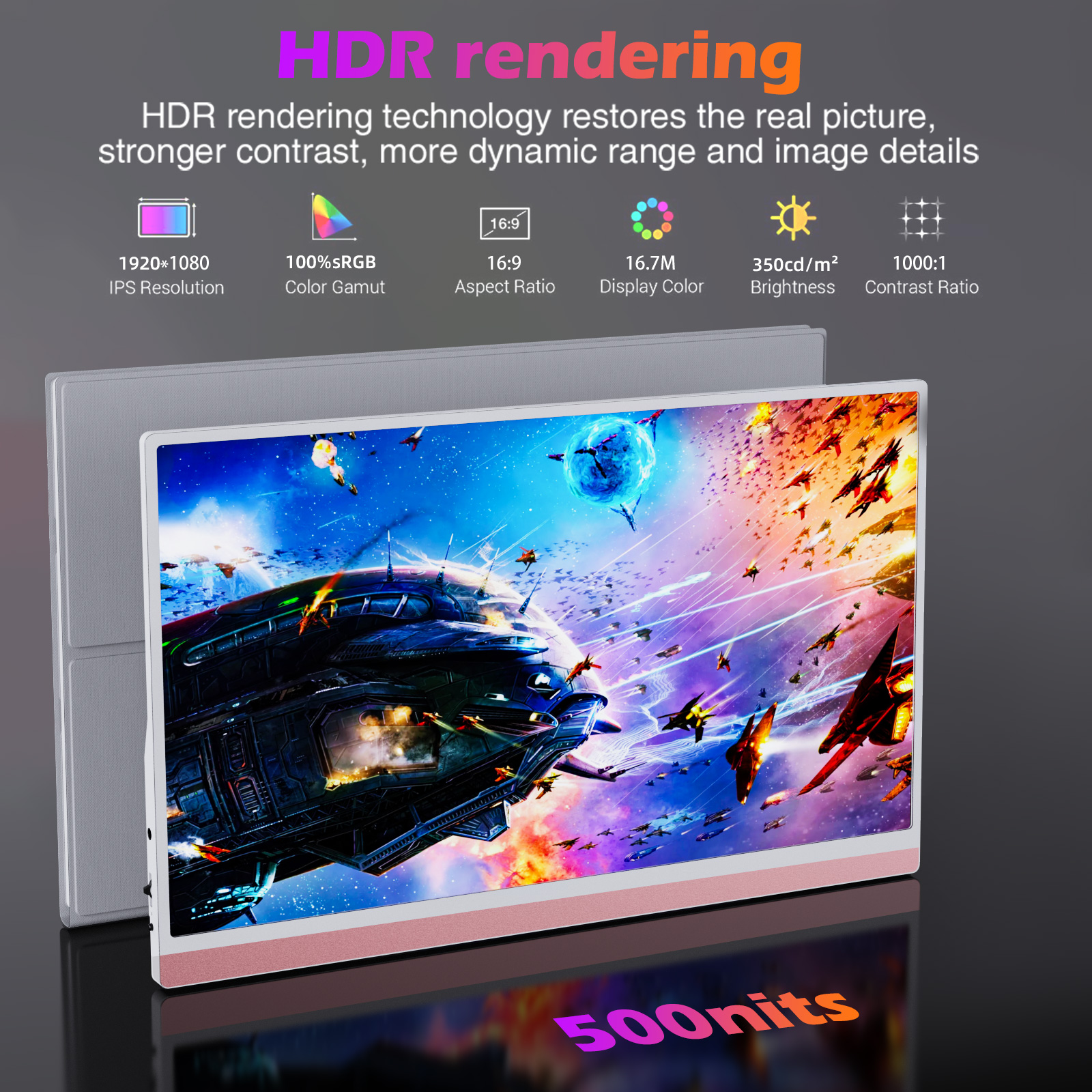 GOOJODOQ Portable Monitor With Dual Speakers 15.6'' 1920*1080P 4K FHD ...