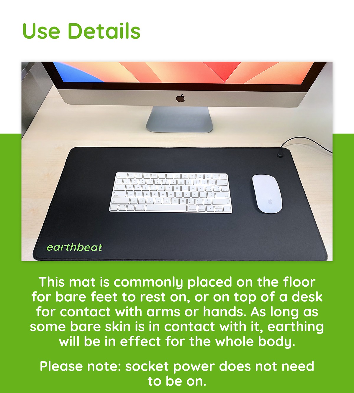 earthbeat Classic Earthing Mat. Grounding Natural Therapy for Sleep ...
