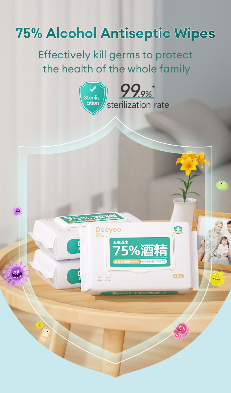 Deeyeo 75% Alcohol Wet Wipes Family Disinfection Wet Tissues 160 Sheets ...