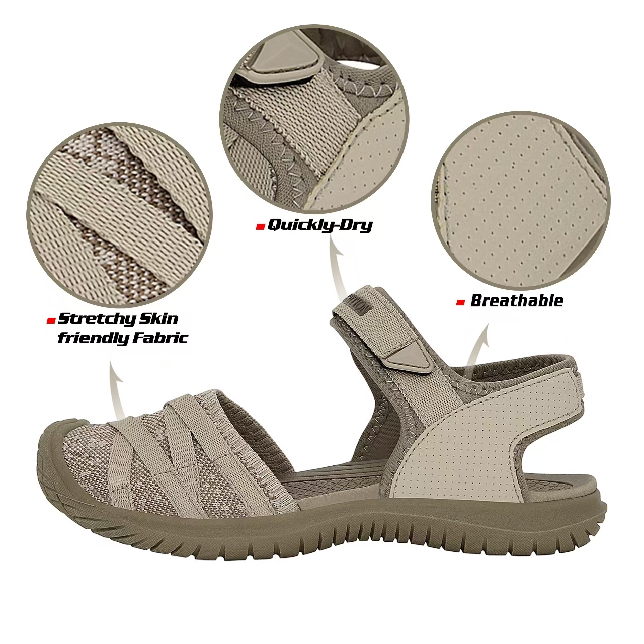 GRITION Hiking Sandals Women Closed Toe Waterproof Lightweight ...