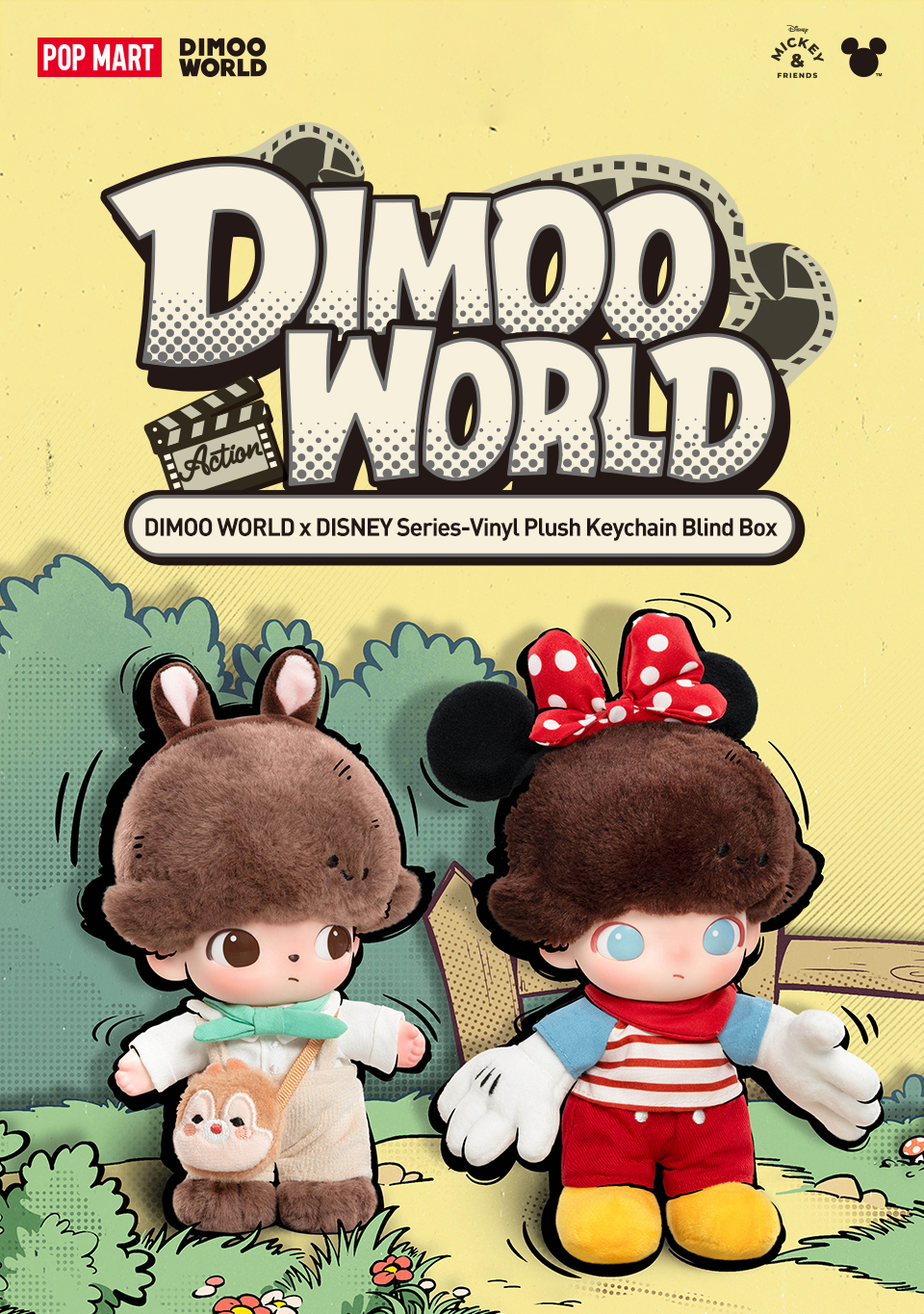 POP MART DIMOO WORLD X DISNEY Series-Vinyl Plush Keychain Blind Box ...