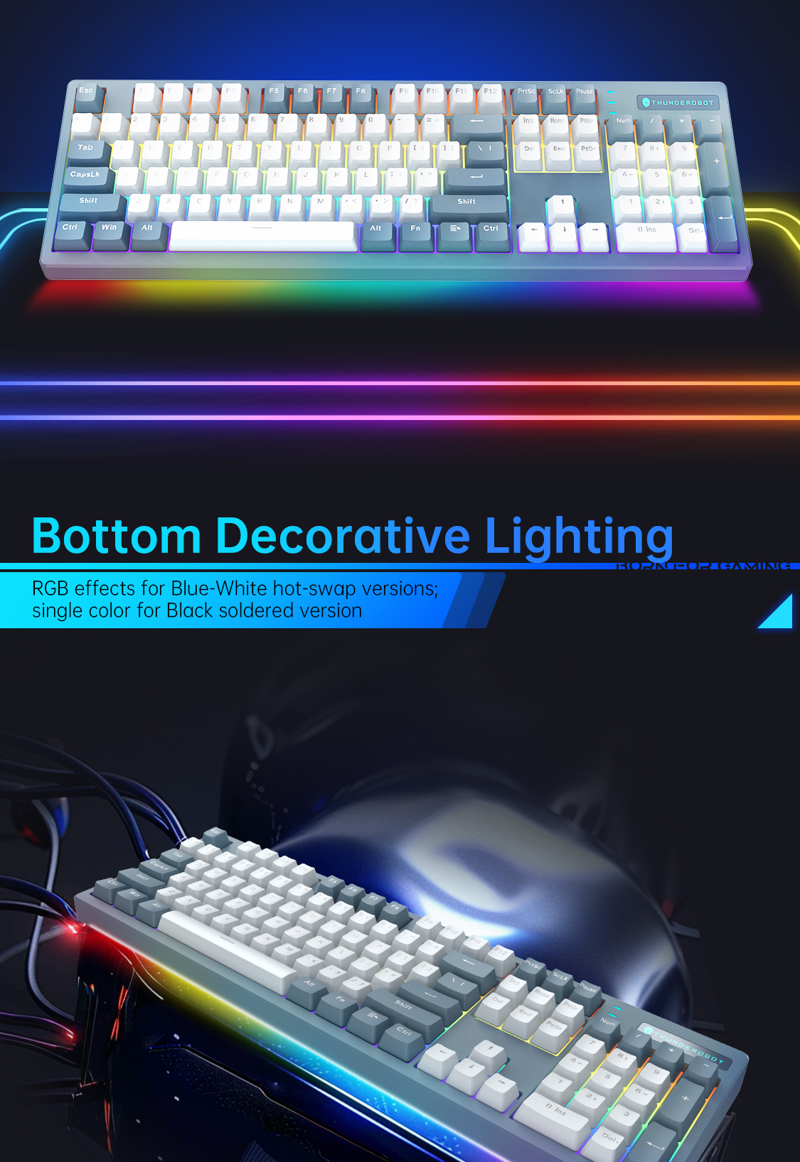 Thunderobot K104s Wired Mechanical Keyboard 104 Keys Gaming Keyboard ...