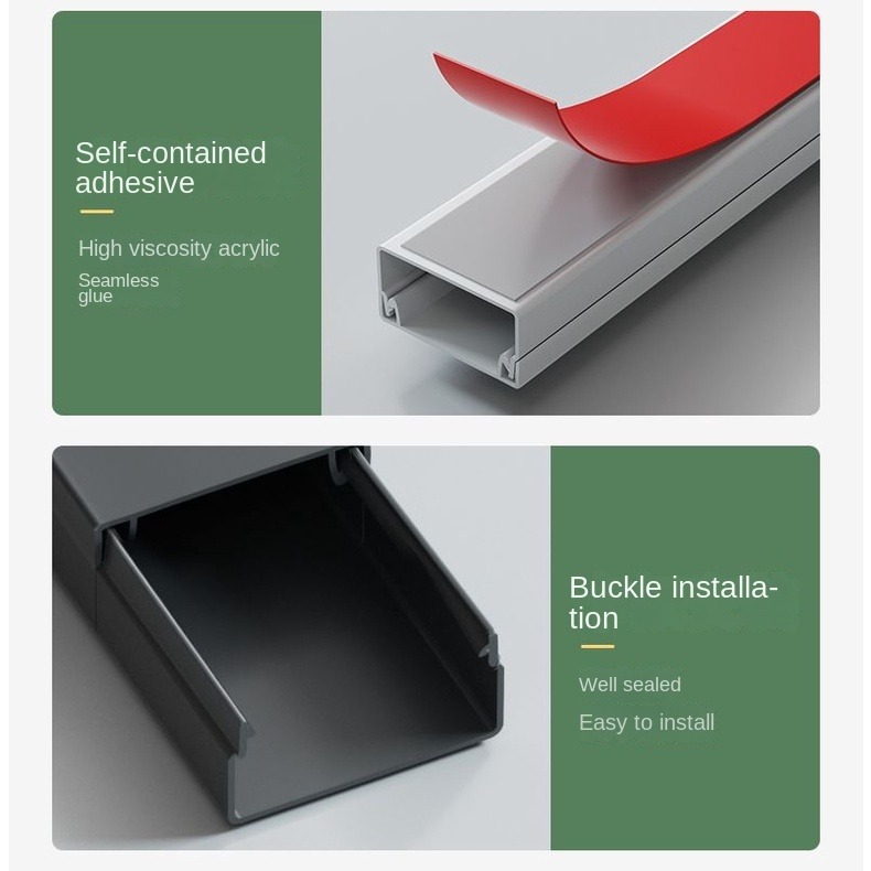 100cm Electrical Cable Trunking Strip with Self Adhesive Slidable PVC ...
