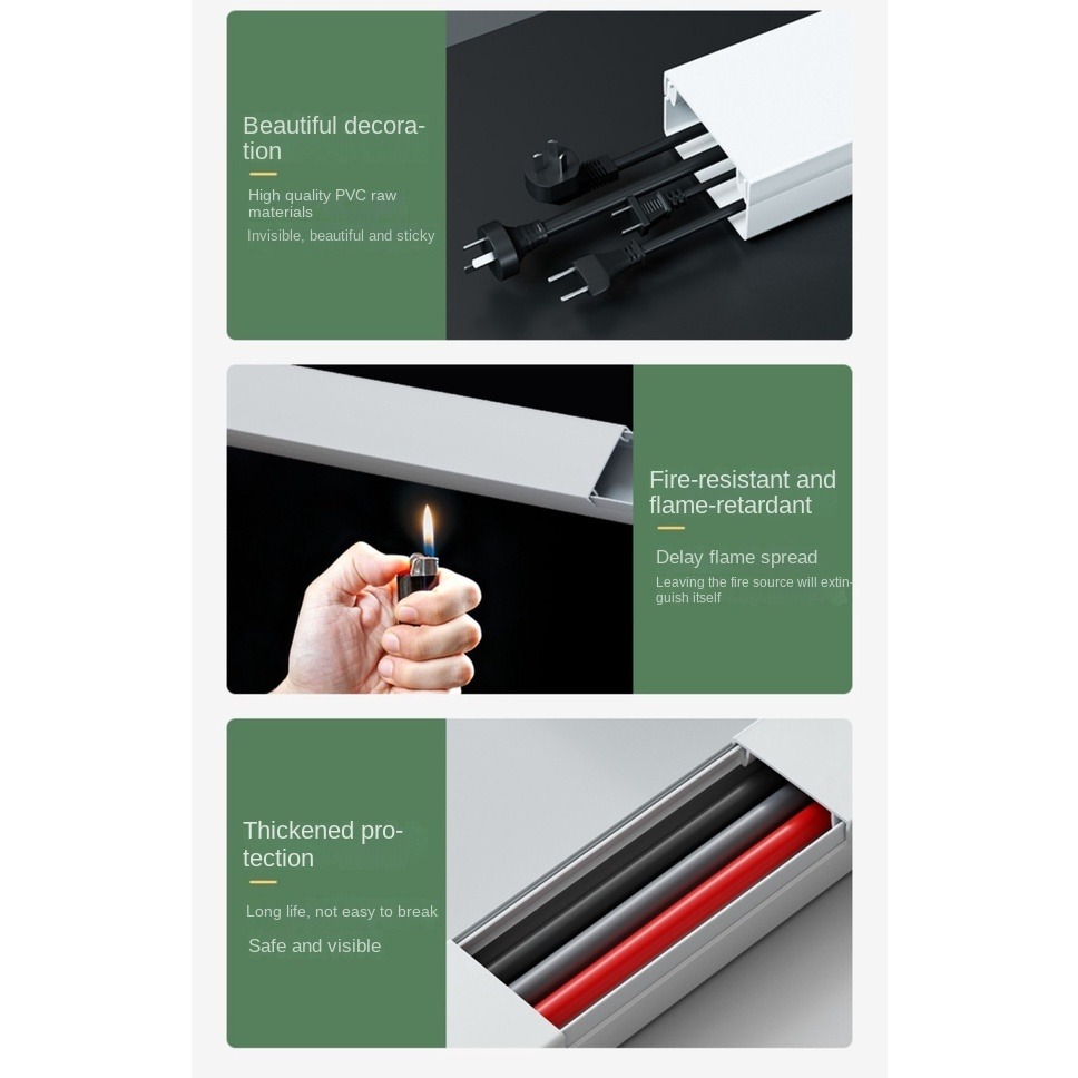 100cm Electrical Cable Trunking Strip with Self Adhesive Slidable PVC ...
