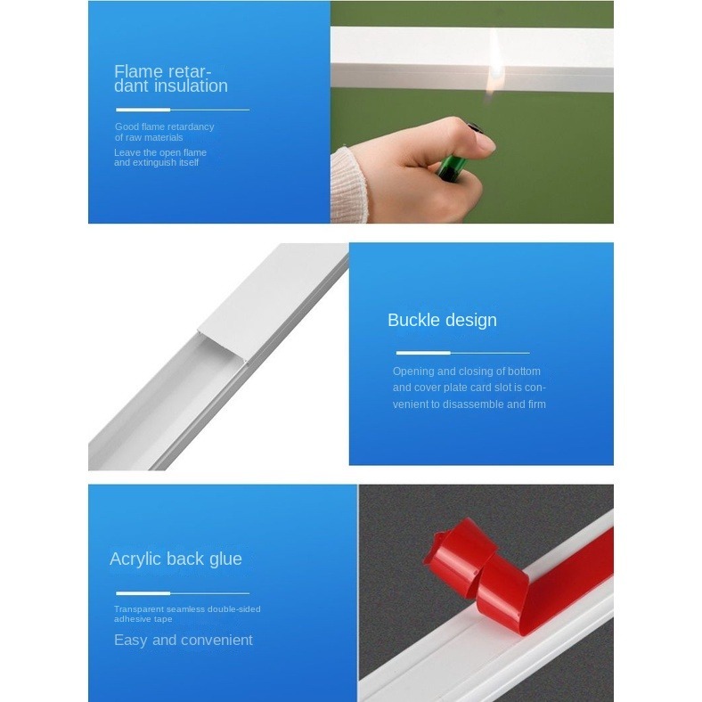 100cm Electrical Cable Trunking Strip with Self Adhesive Slidable PVC ...