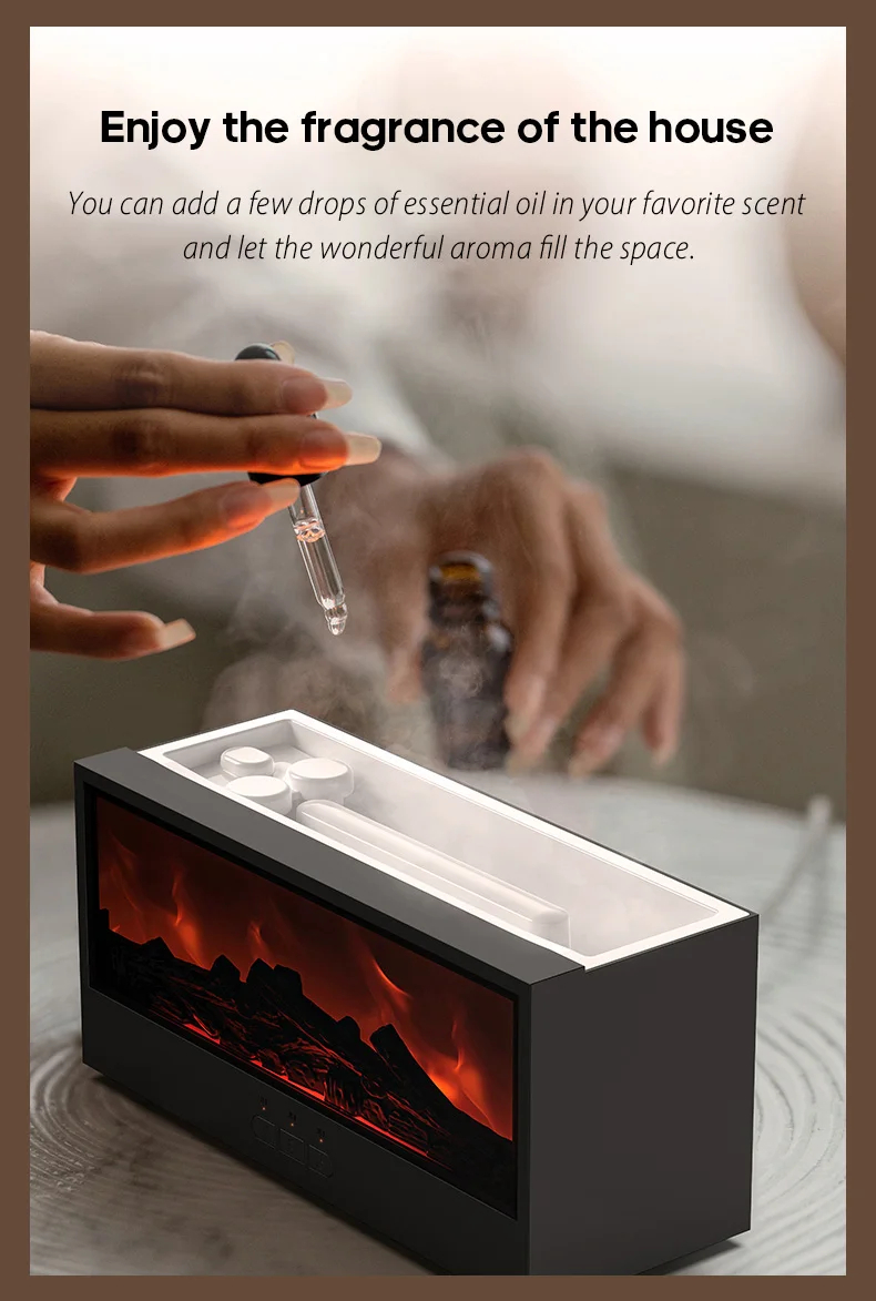 7 Color Flame Fireplace Humidifier with Remote Control for Home Silent ...