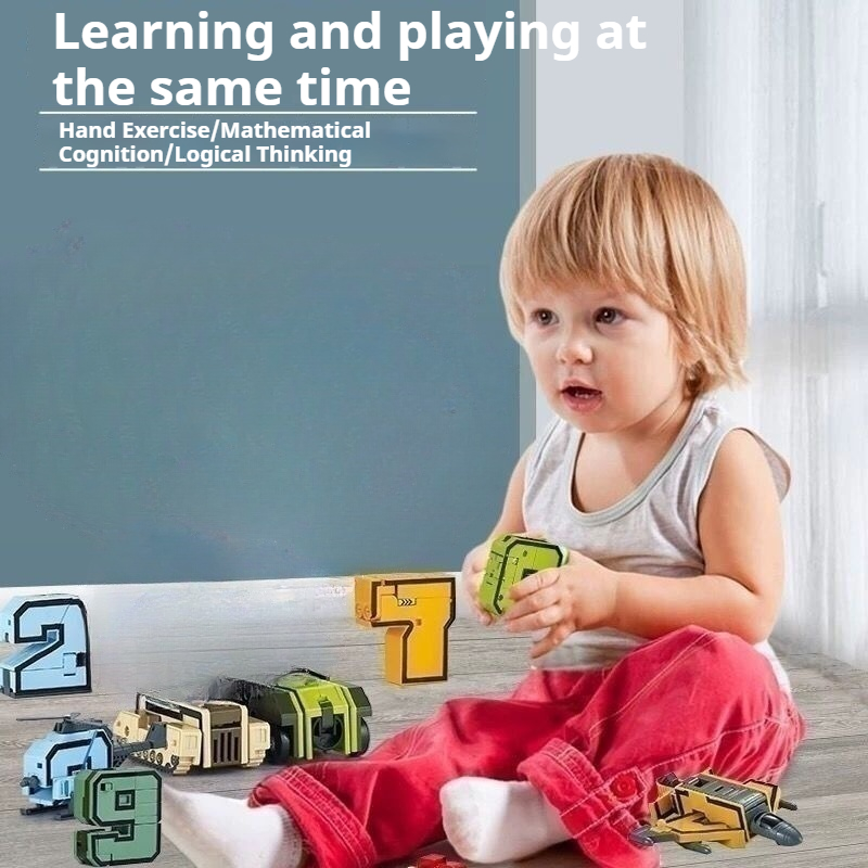 10 Pcs Full Set Transformers Number Robot Toy Set DIY Assemble Number ...