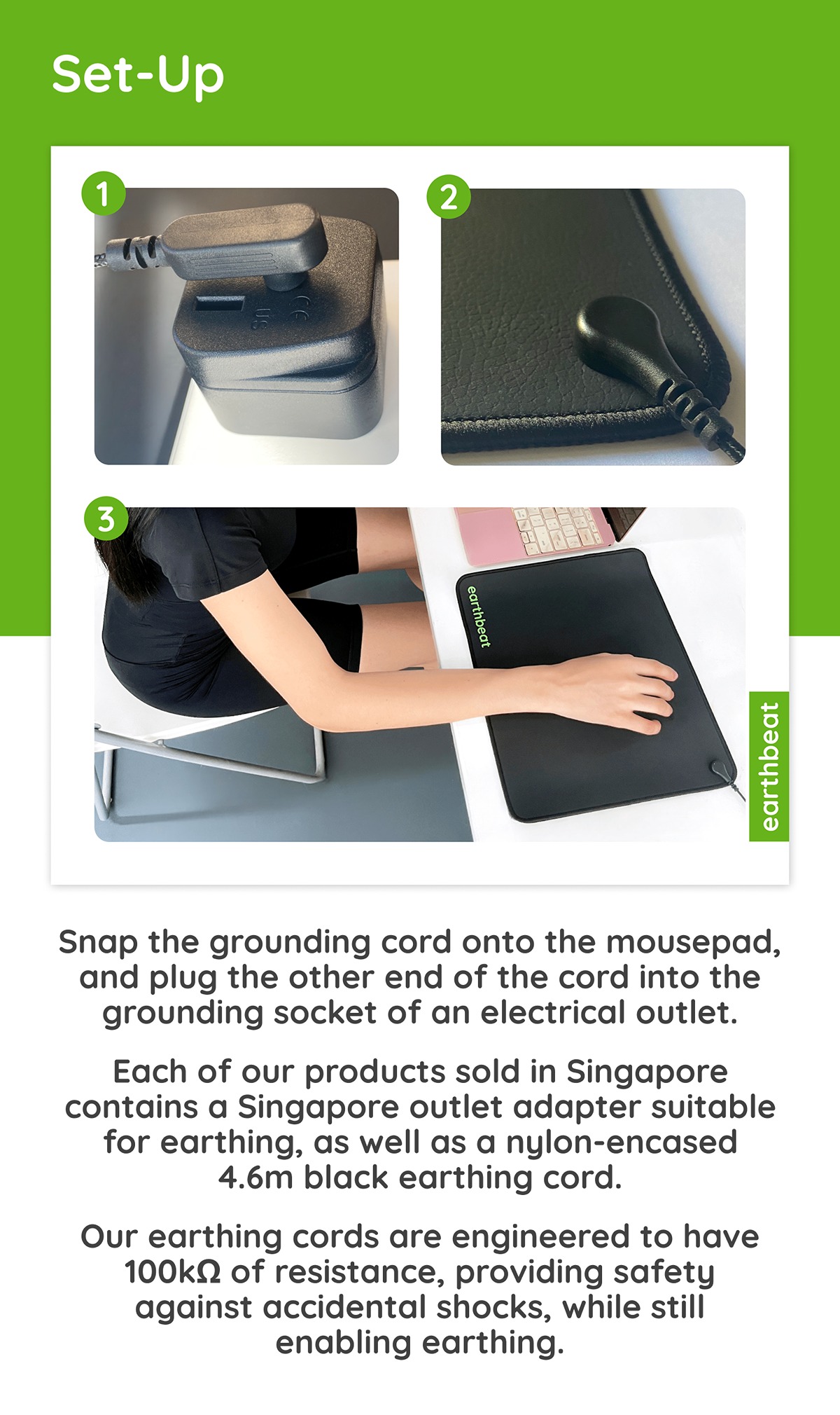 earthbeat Classic Earthing Mousepad. Grounding Natural Therapy. SG ...