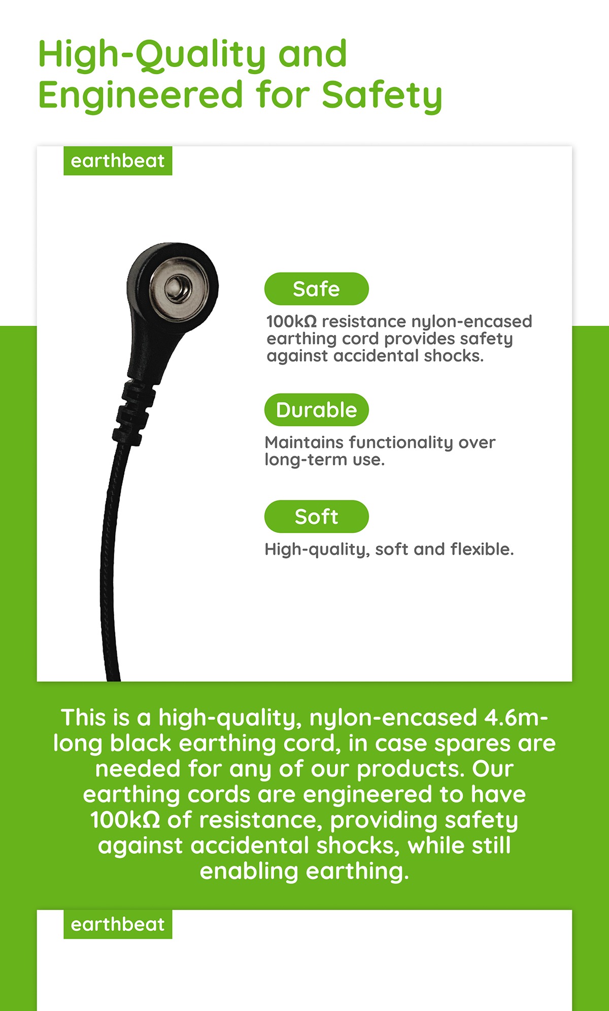 earthbeat Classic Earthing Cord. Engineered for Safety. High-Quality ...