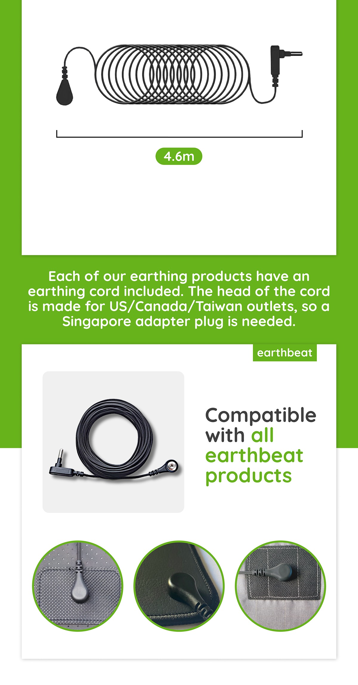 earthbeat Classic Earthing Cord. Engineered for Safety. High-Quality ...