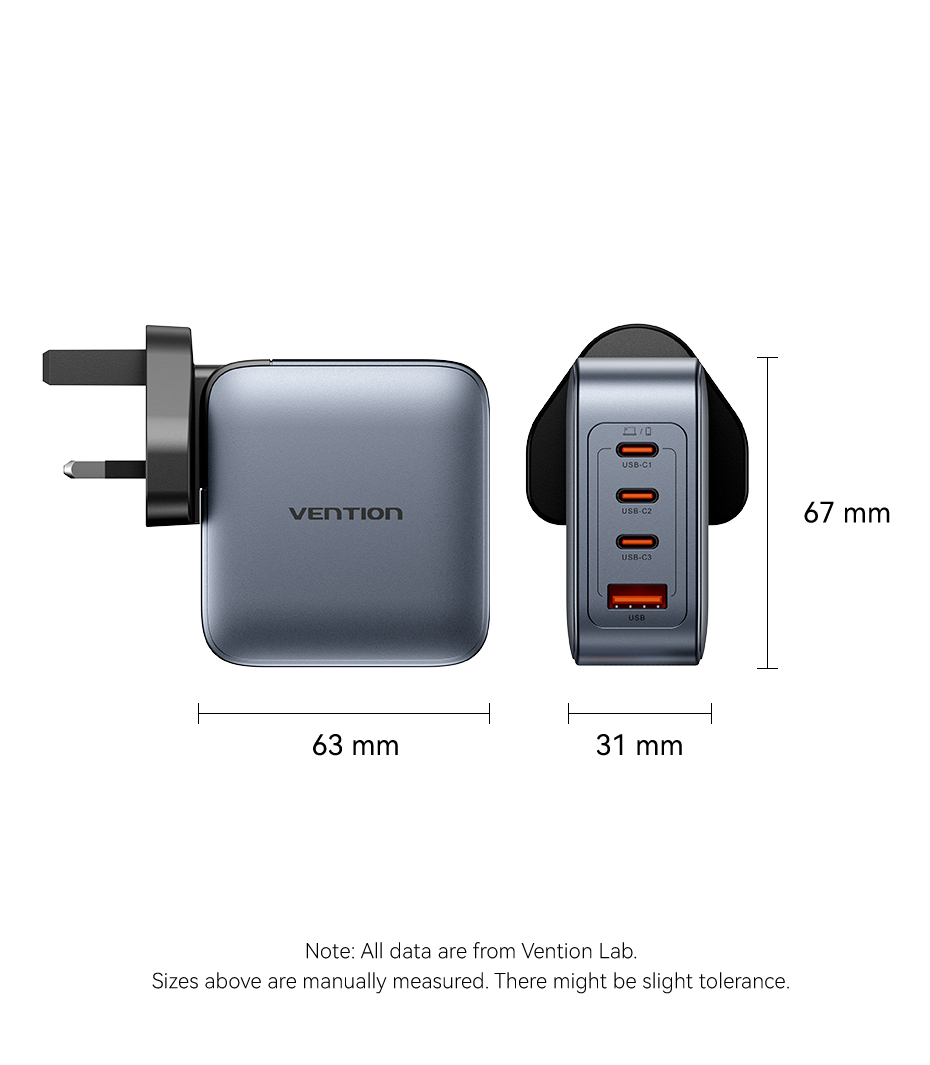 Vention 100W GaN Charger USB C Multiport Charger 4 Ports USB Charging ...