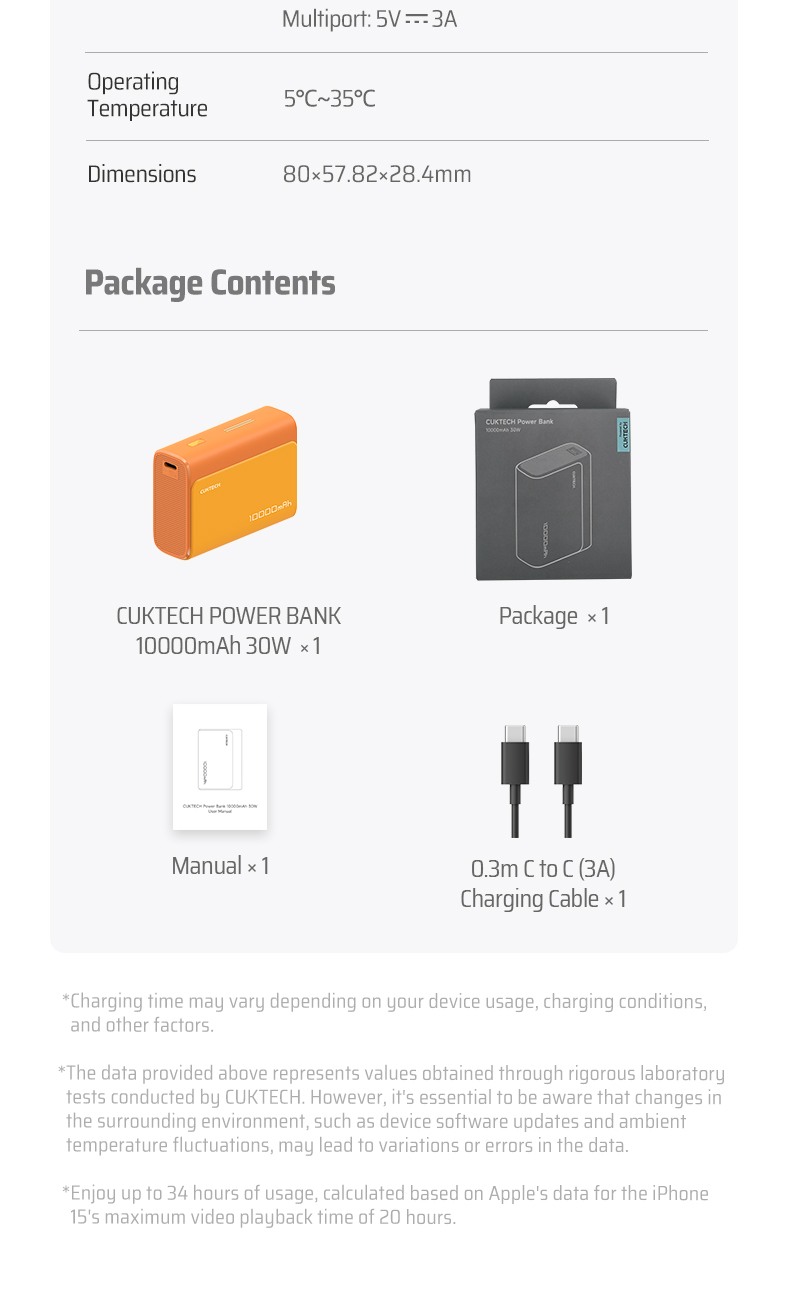 【3C Certification】CUKTECH Mini Power Bank 10000mAh 30W Max Fastcharging ...