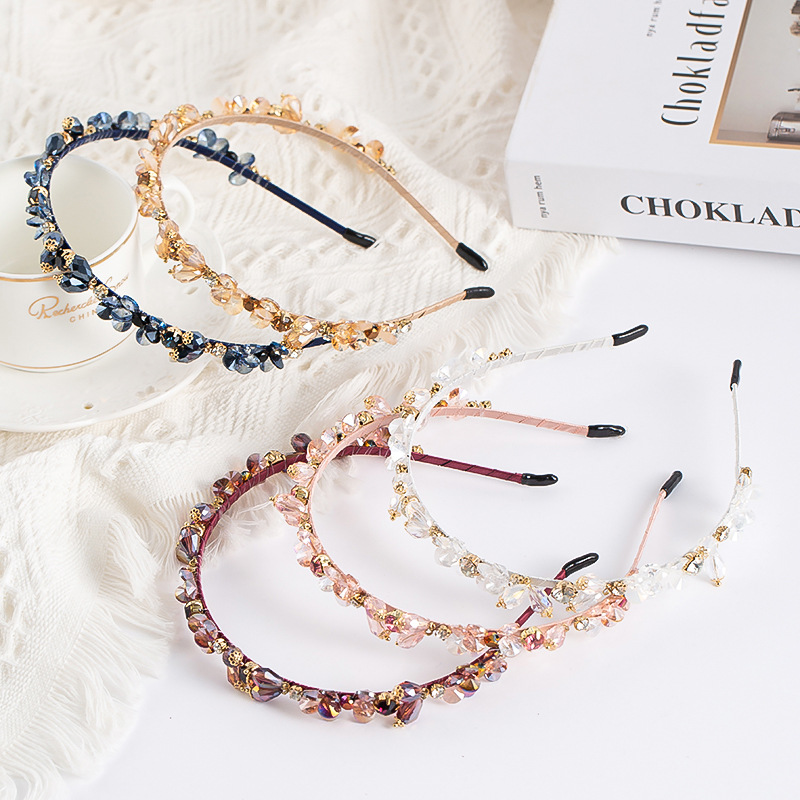 Girls Crystal Hair Bands Non-slip Crimp Hair Bands Bridal Hair ...
