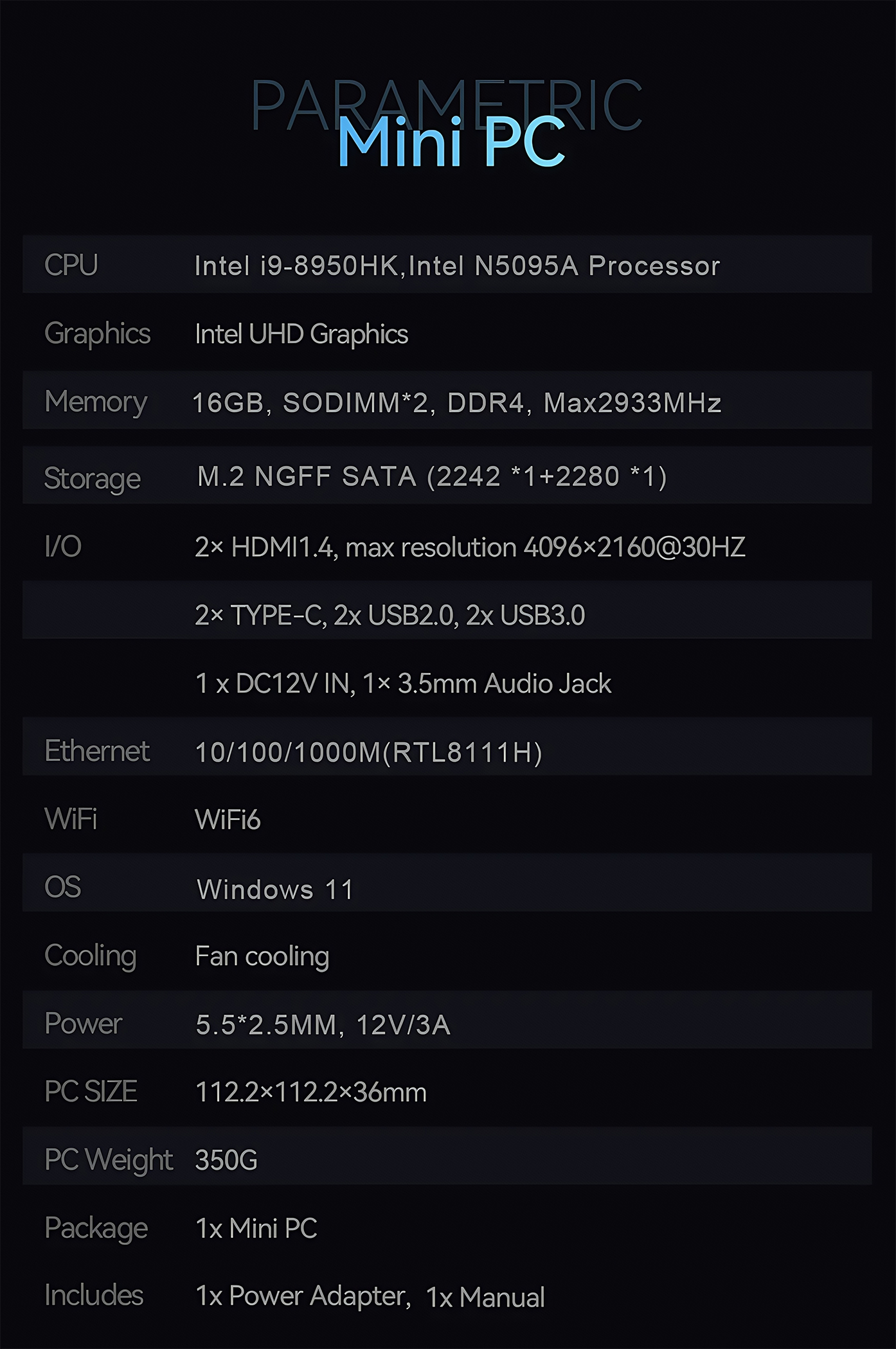 【Three year warranty】Mini PC Intel Core i9 8950HK Windows 11 Pro 16GB ...