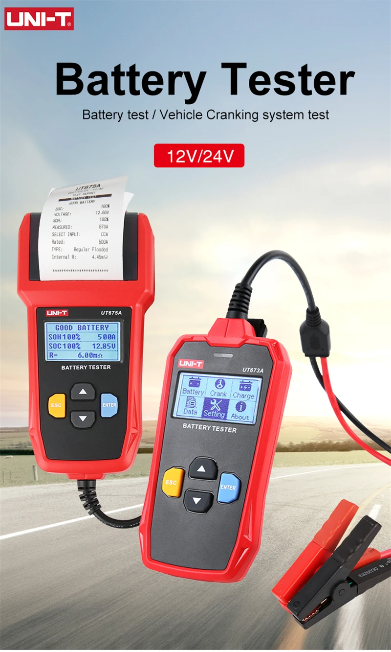 UNI-T Car Battery Tester UT673A UT675A 12V 24V DC Load Tester Capacity ...