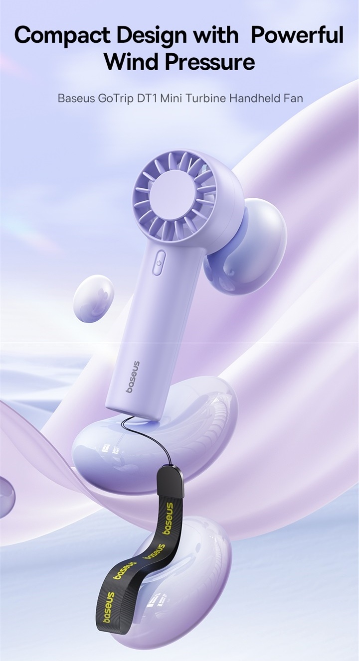 Baseus GoTrip DT1 1200mAh 3-Speed Mini Turbine Fan Portable Outdoor Handheld Jet Fan Mini Fan ...
