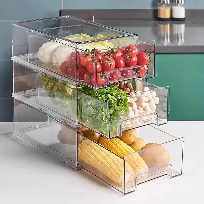 DUOZAN Acrylic Stackable Drawer Organizer Transparent Pull Out Storage ...