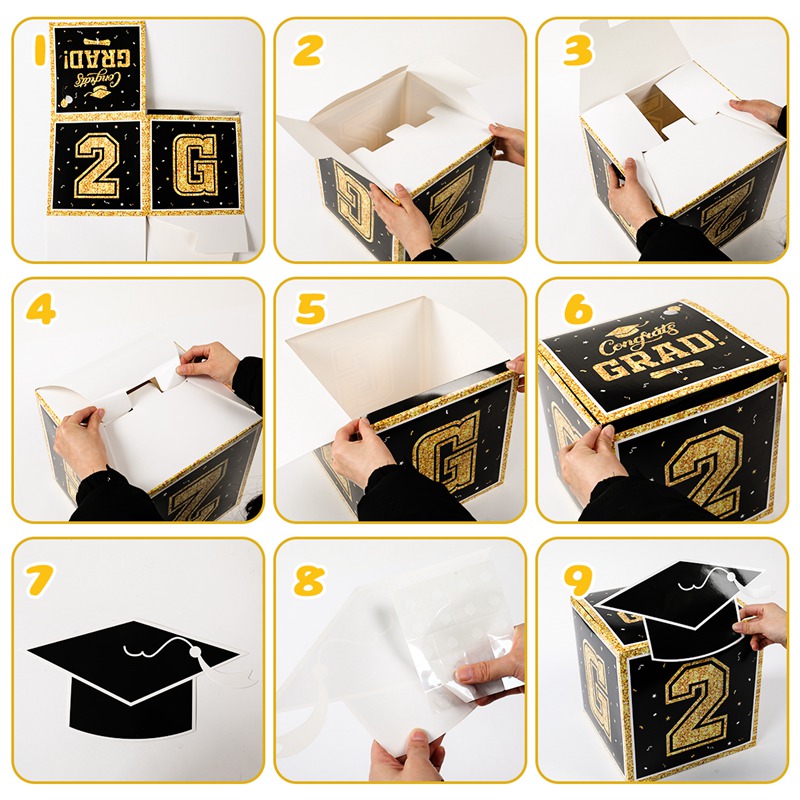 2025 Grad Paper Box 5Colors Graduation Foldable Cardboard Decorations ...