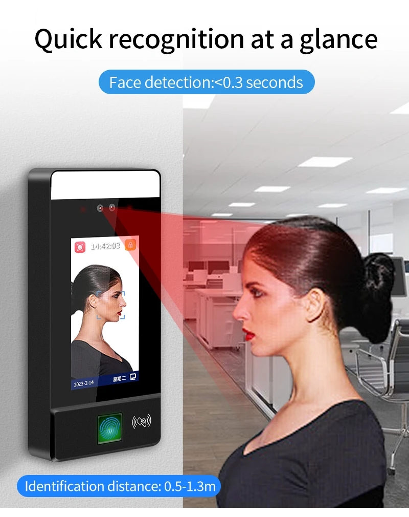 Access Control System 1000 User Capacity Fingerprint & Dynamic Face ...