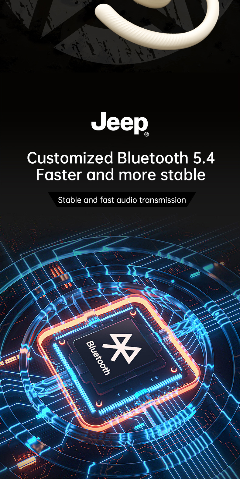 Jeep EC023 Al Smart Real-Time Translation Open Ear Earphones Bluetooth ...