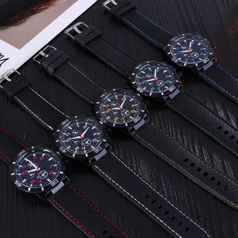 Men Water-Resistant Sports Watch Lightweight Silicone Strap Watches ...