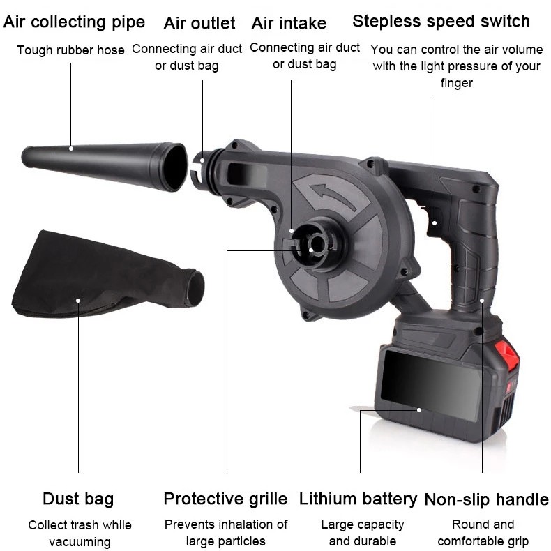 1200W Electric Air Blower Cordless Battery Cordless Air Blower Portable ...
