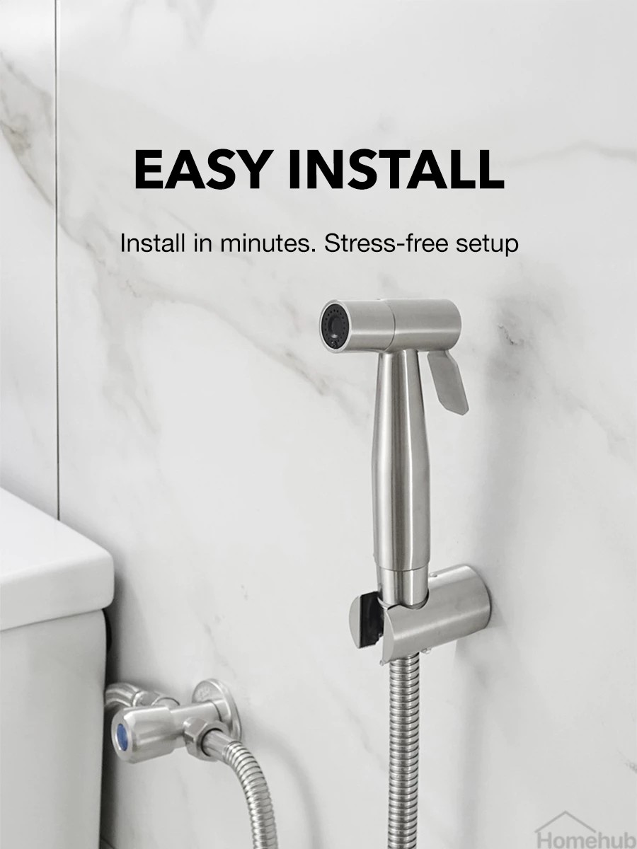 3PCS Handy Bidet Spray Set Stainless Steel 304 Metal Head Toilet Hose ...